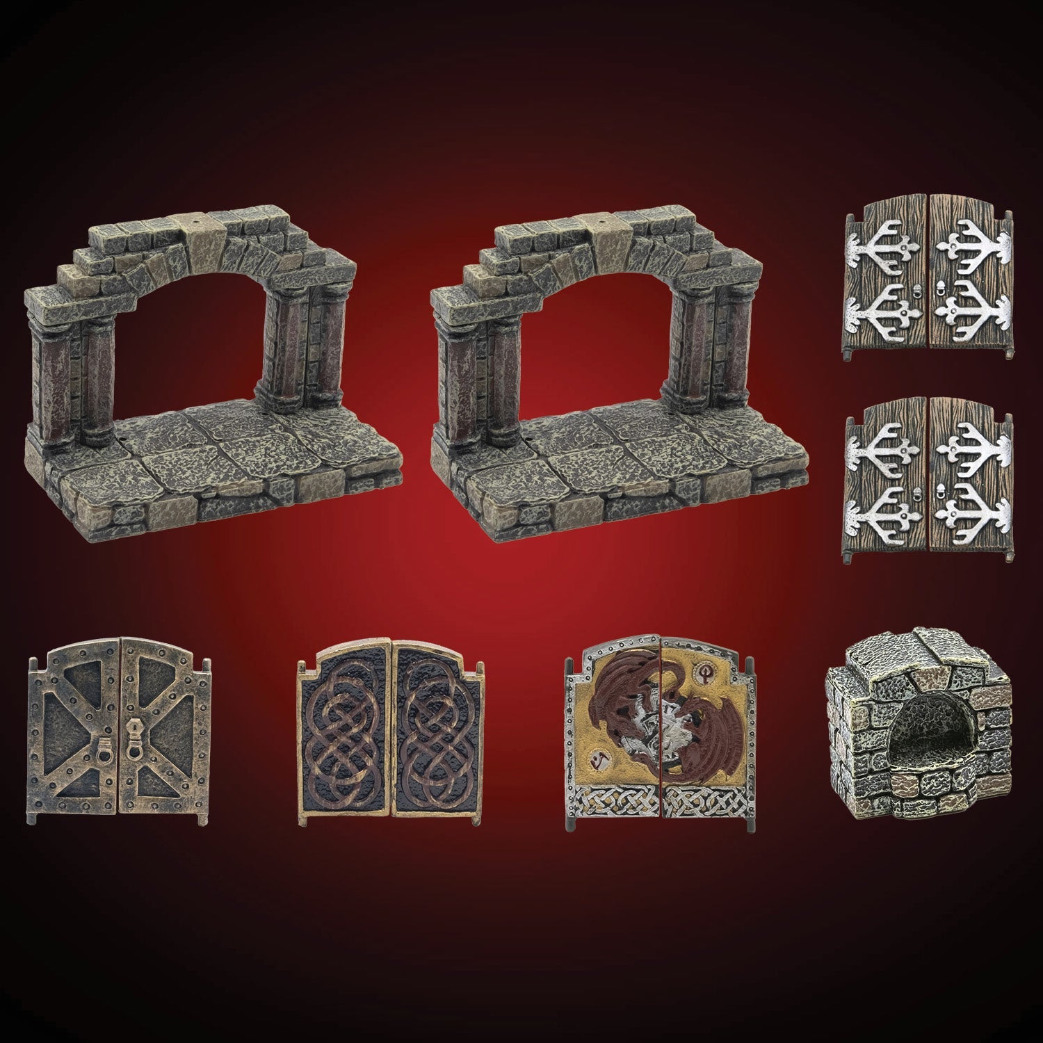 Dungeon Double Doors - Vaulted (Painted) – Dwarven Forge