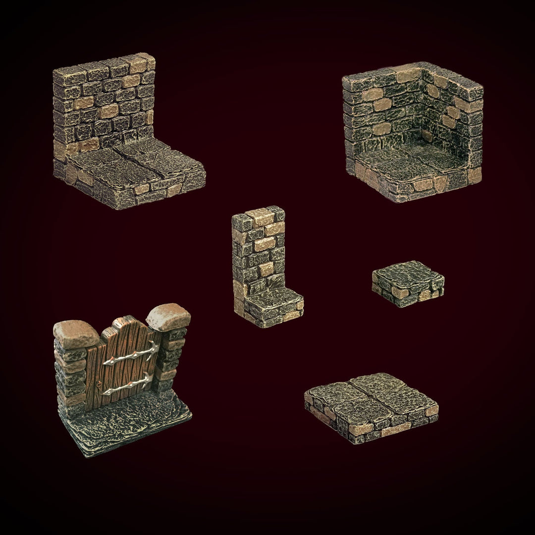 45 Piece Dwarven Forge Core Set - Unpainted Classic Dungeon Cast in Indestructible Dwarvenite ...