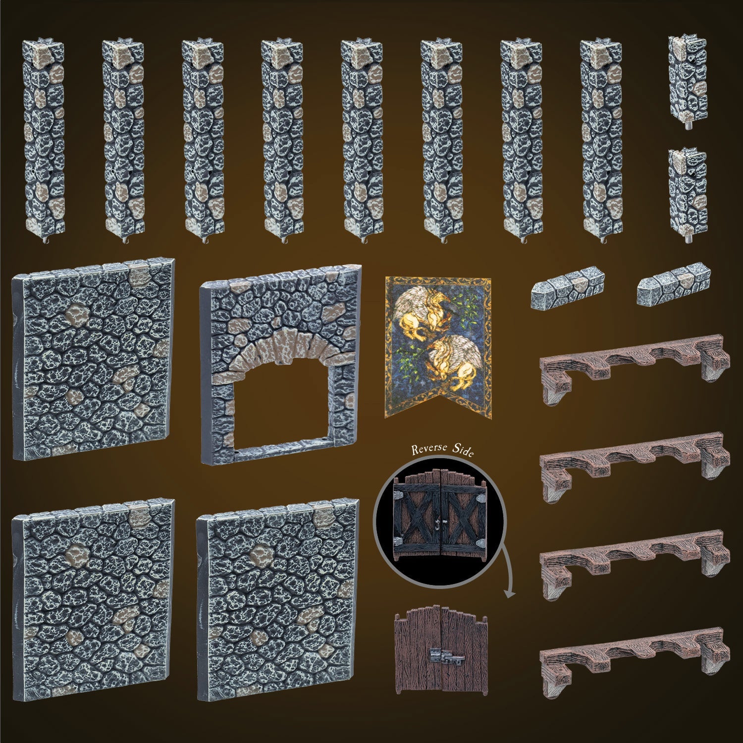 Fieldstone - Double High Walls & Posts (Unpainted) – Dwarven Forge